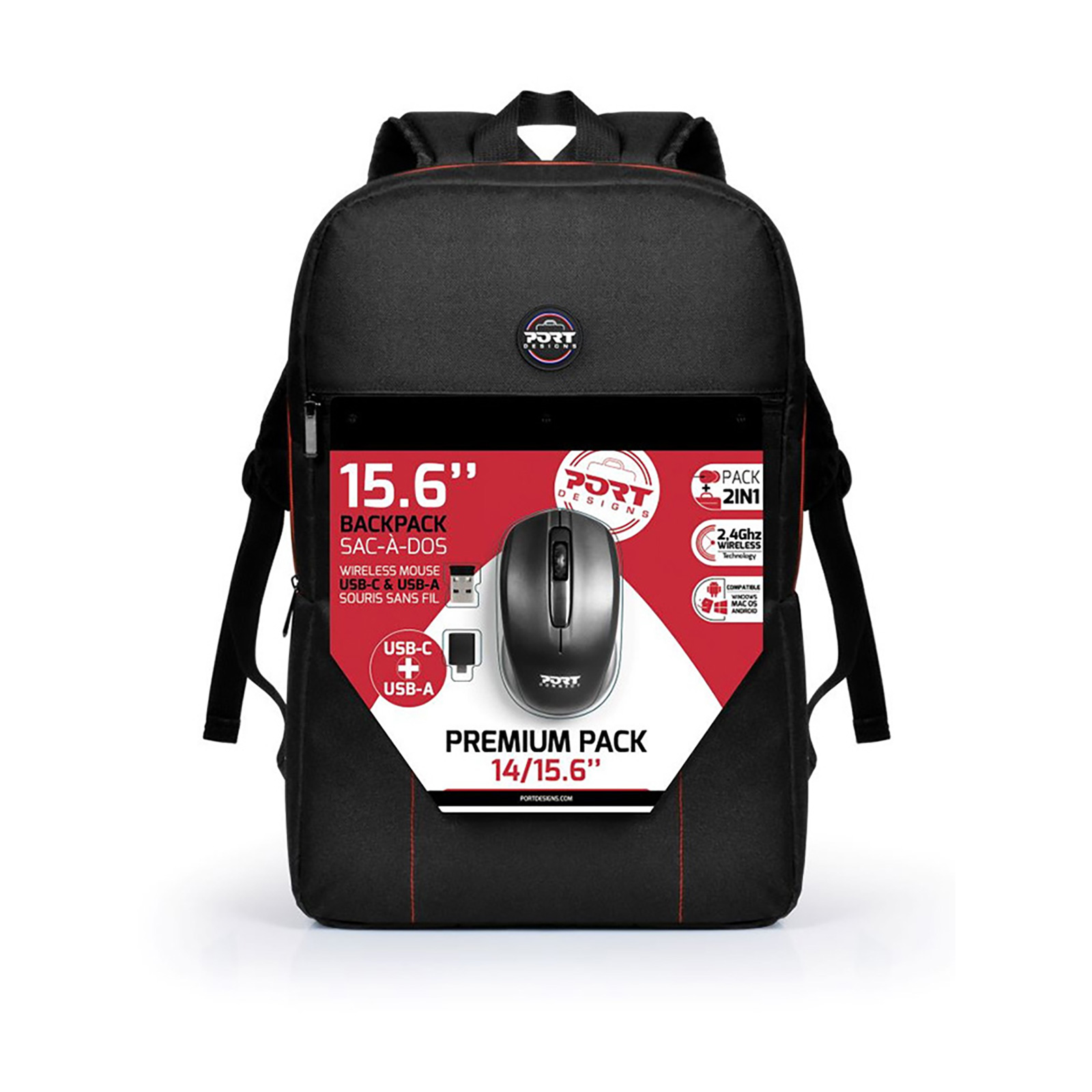 Port Premium Pack 15.6" Backpack with Wireless Mouse Bundle - Packard ...